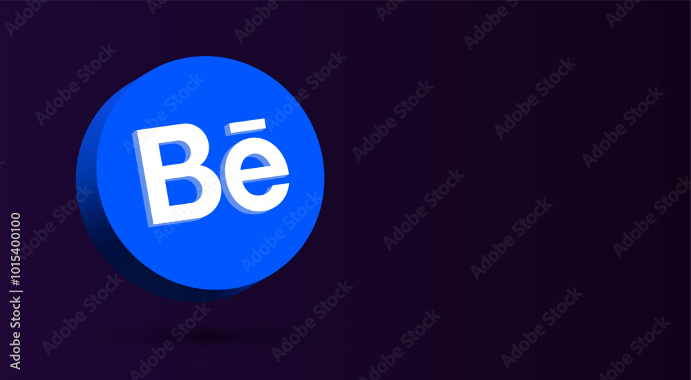 3d behance logo icon in modern circle button. 3d social media icons ...