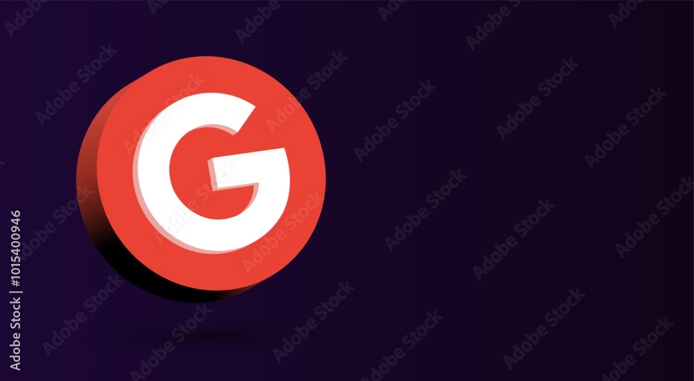 3d google logo icon in modern circle button. 3d social media icons button. social media logo ...