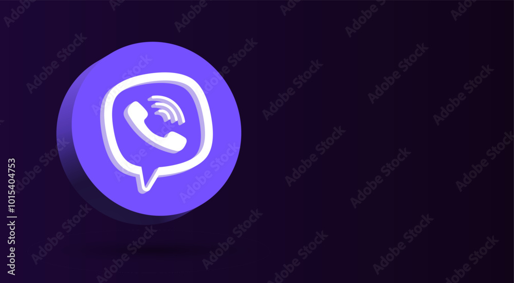 3d viber logo icon in modern circle button. 3d social media icons ...