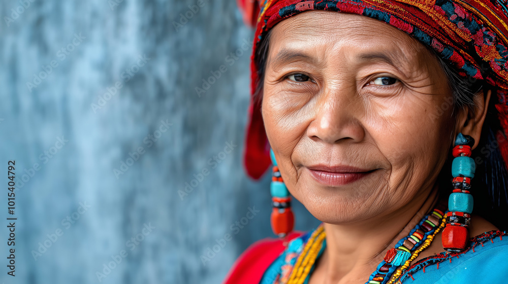 Indigenous woman proudly showcases her traditional clothing and jewelry ...