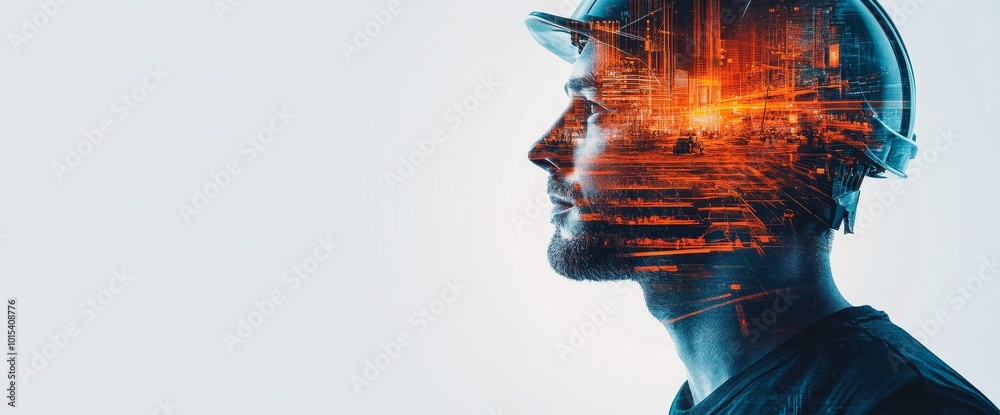 Architects, construction workers, and engineers working with modern ...