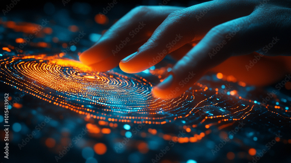 diverse hands using biometric authentication technology, symbolizing ...