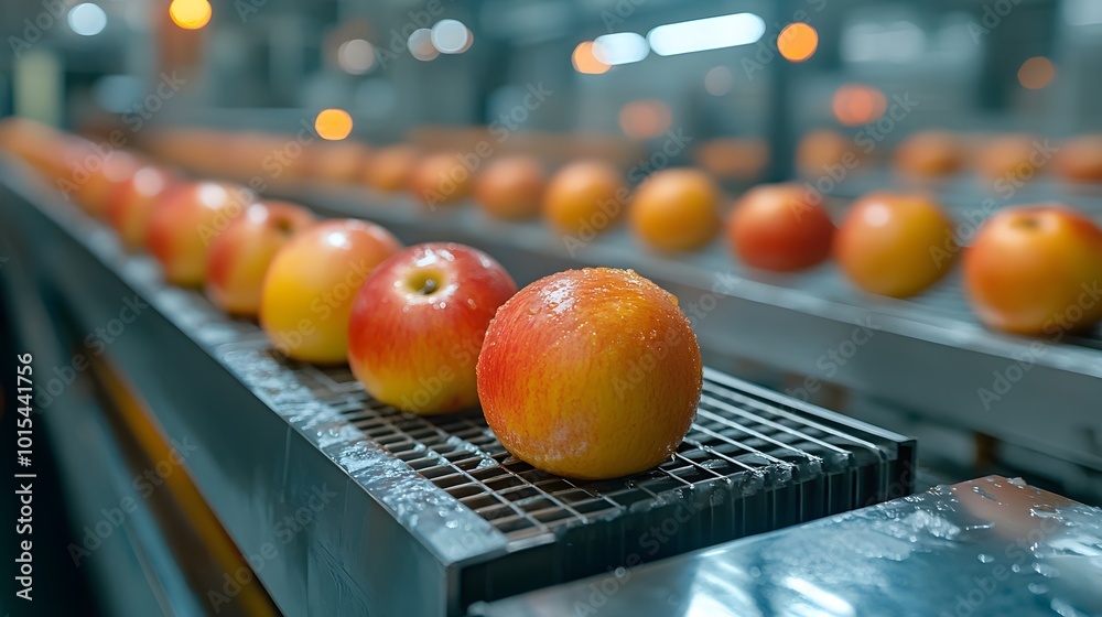 Advanced food processing plant, high-tech self-cleaning robots ensuring ...