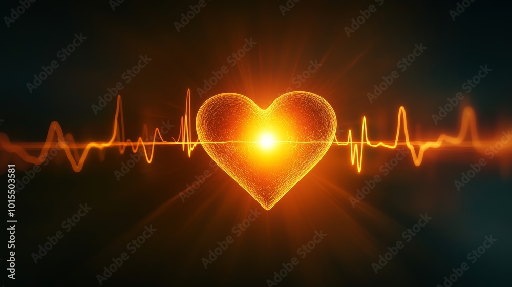 Heartbeat monitored on cardiograph equipment displaying frequency waves ...