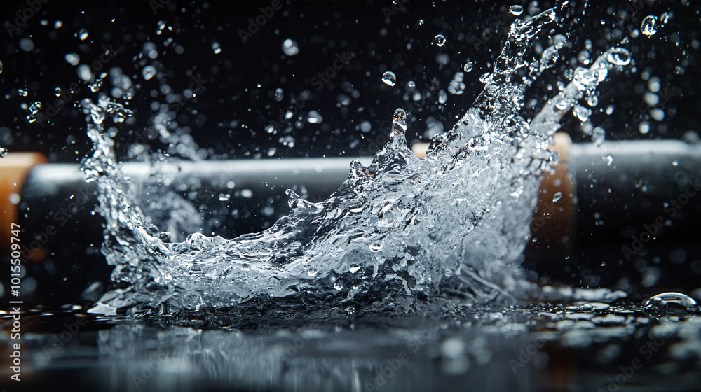 Emergency water damage repair scenario, showcasing a high-pressure ...