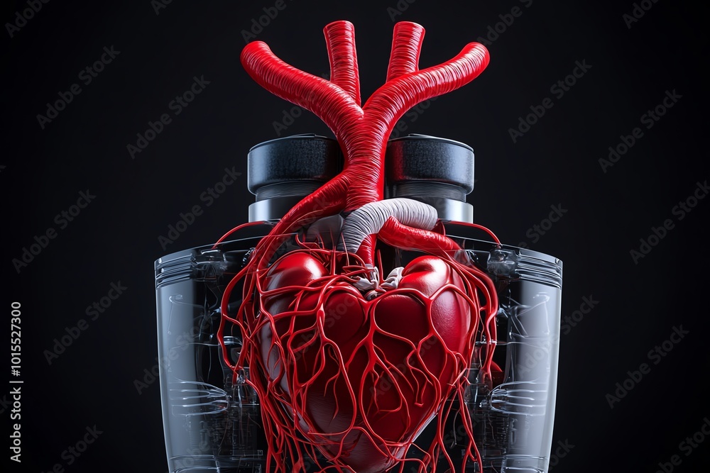 3D-rendered view of the human circulatory system, with highly detailed ...