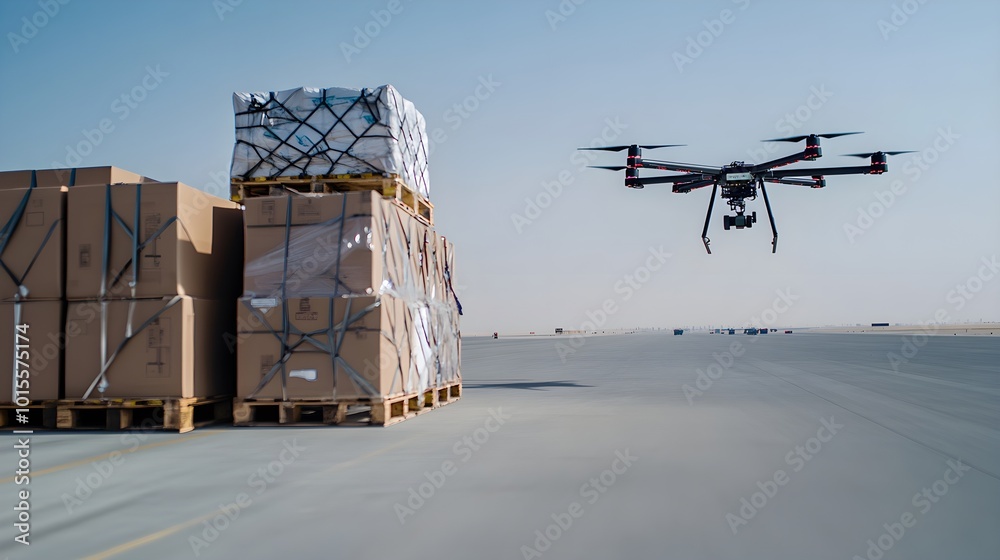 A seamless cargo transfer operation showing goods being offloaded from ...