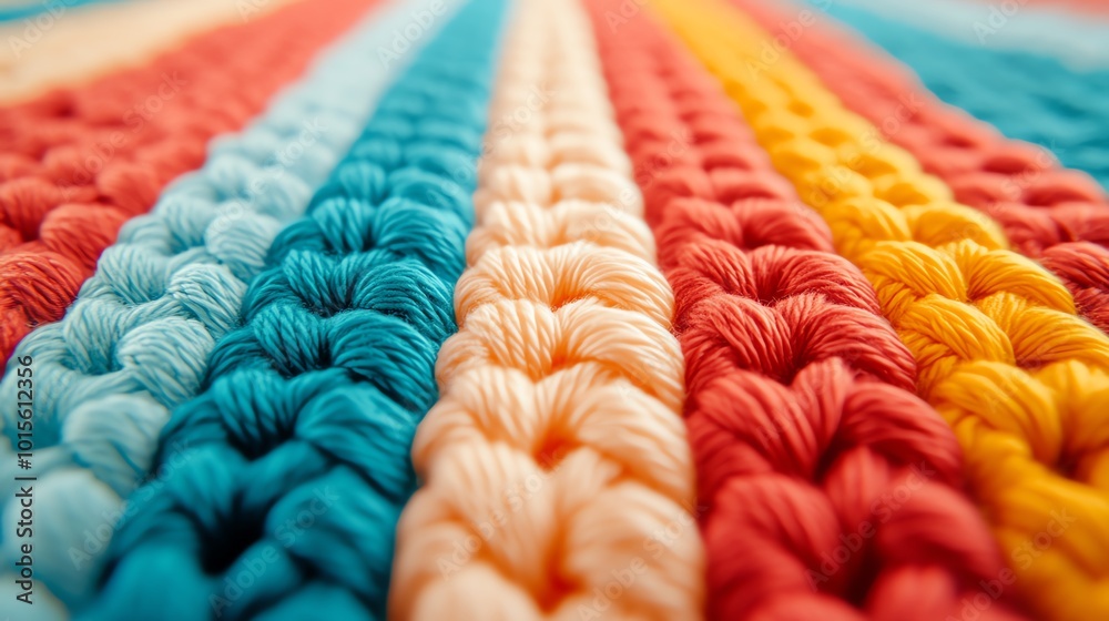 Closeup of detailed crochet stitches forming a textured pattern ...