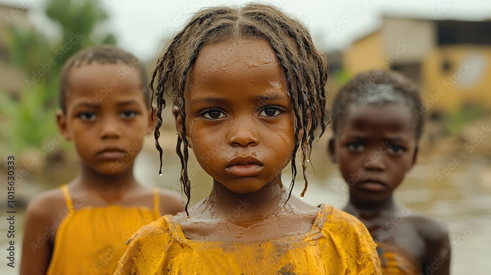 Children wait anxiously for water in a drought-stricken area ...
