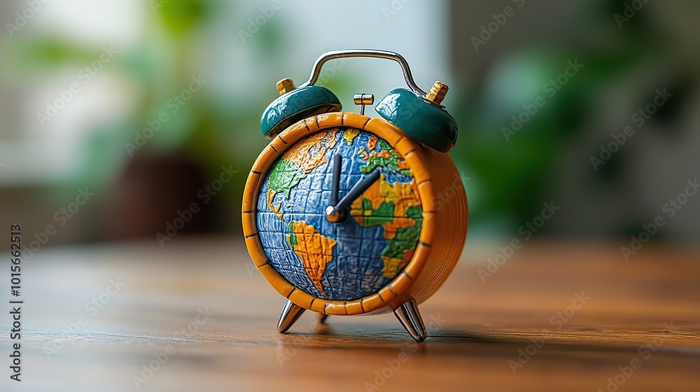 An alarm clock in the shape of Earth represents the urgency of climate ...