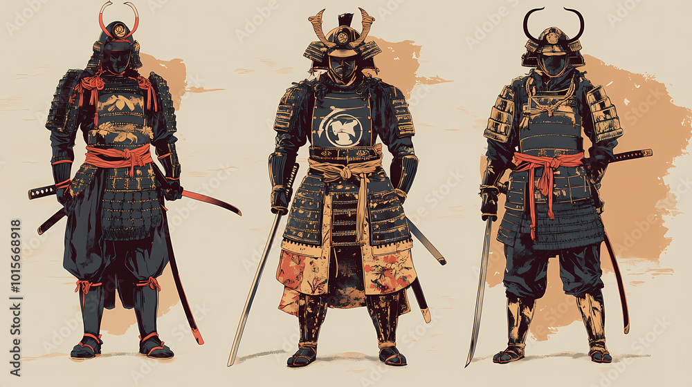 Samurai armor warrior traditional historical japanese helmet sword ...