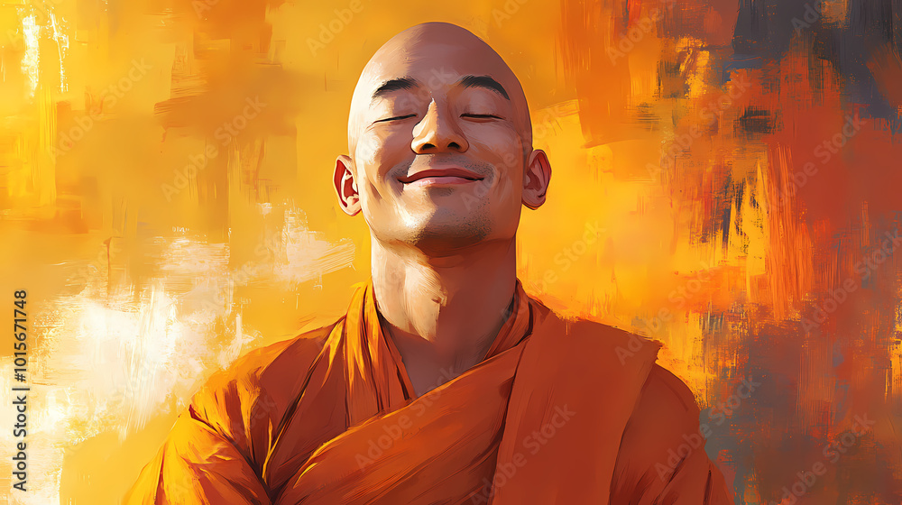Smiling buddhist monk. buddhist religion. taoism religion. topics ...