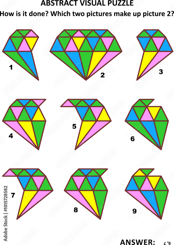 Abstract visual puzzle. Educational mathematics. Spatial reasoning ...