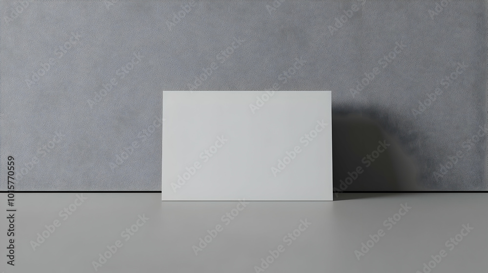 Blank White Card Mockup on a Grey Wall and Floor, a Simple Minimalist ...