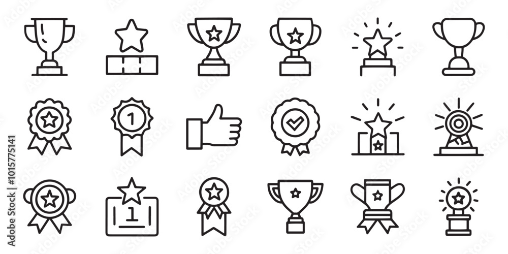 Award, Success, Cup concept related editable stroke outline icons set ...