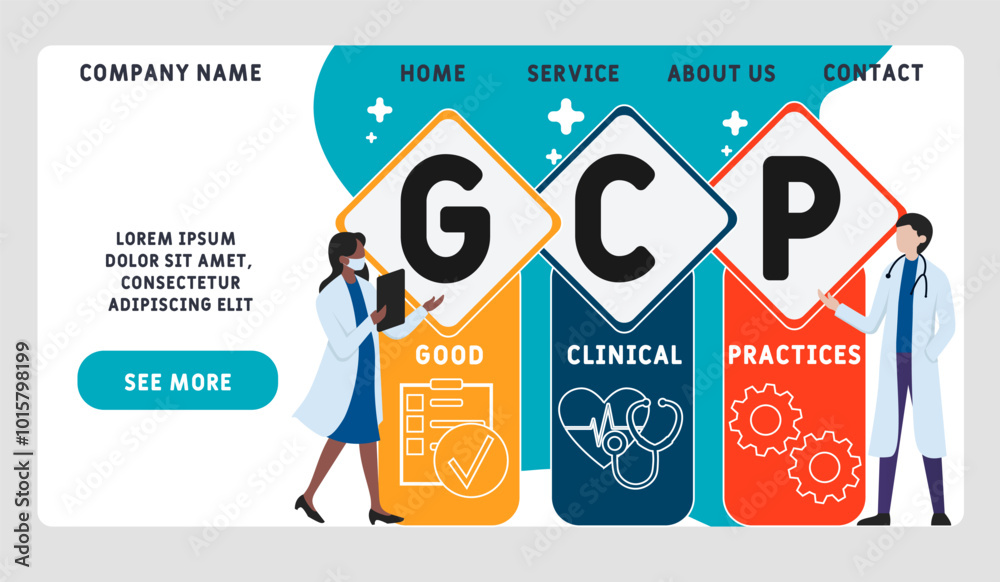 GCP - Good Clinical practices acronym. medical concept background ...