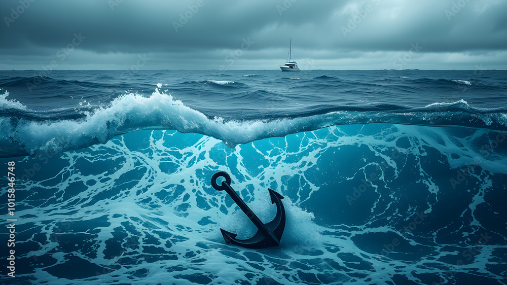 An ocean that is raging on the surface but calm underneath with an ...