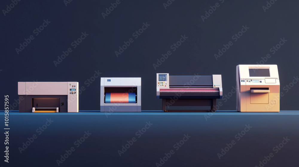 Four different types of printing are shown: digital, rotary, large ...
