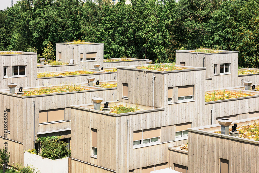 Green Roof of Modern Apartment Building in Green City Munich Germany ...