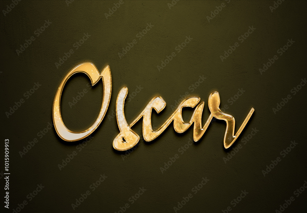 Old gold text effect of name Oscar with 3D glossy style Mockup. Stock ...