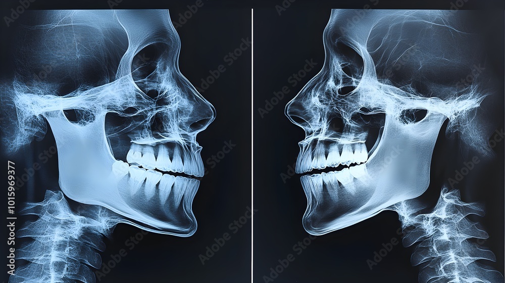Before-and-after X-ray images illustrating the impact of braces on jaw ...