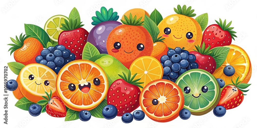 Bright, colorful cartoon fruits and berries bring life to kids' health ...