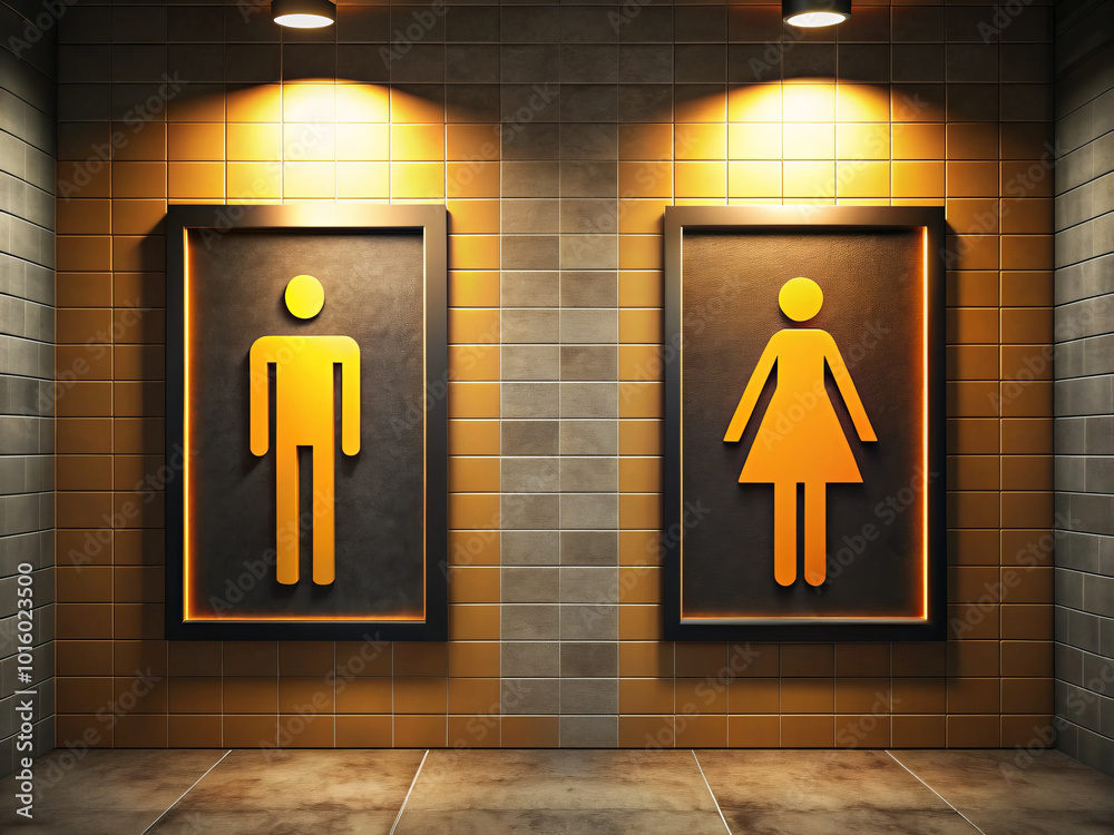 Modern bathroom signs featuring male and female icons in stylish ...