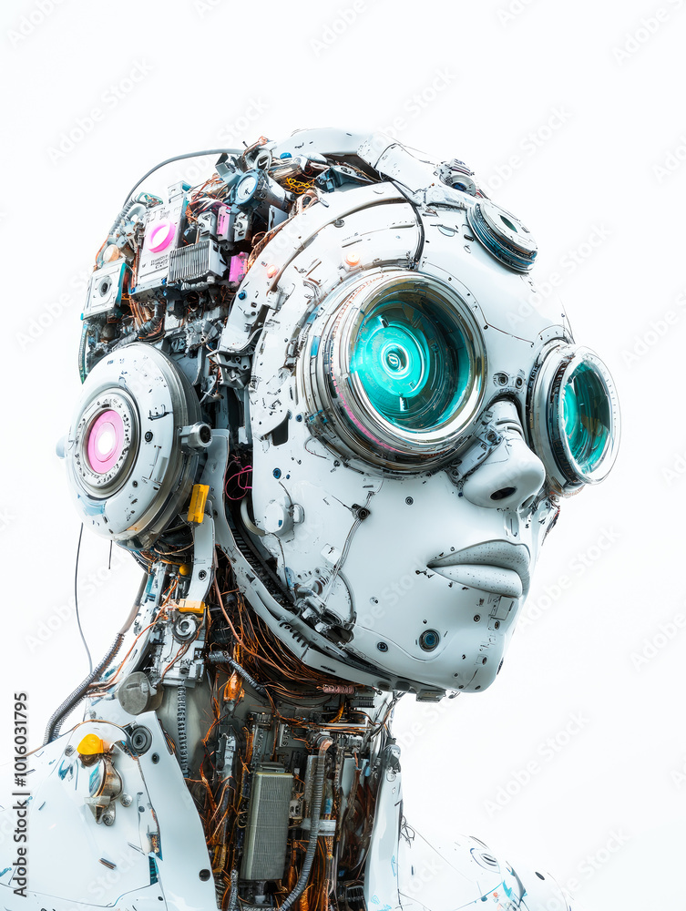 High-tech robotic figure with intricate circuitry, showcasing a fusion ...
