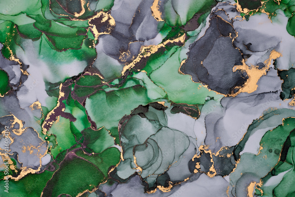 Soft waves of translucent color meet shimmering gold accents in ...