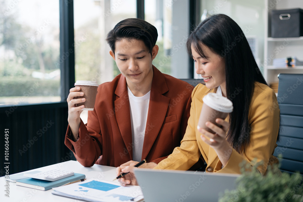 Project manager working and update tasks with milestones progress ...