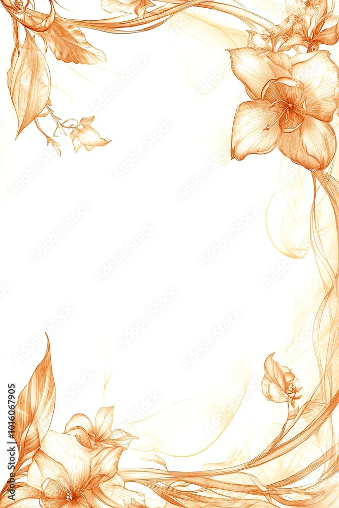 Elegant Art Nouveau style frame element with ornamental curved border ...