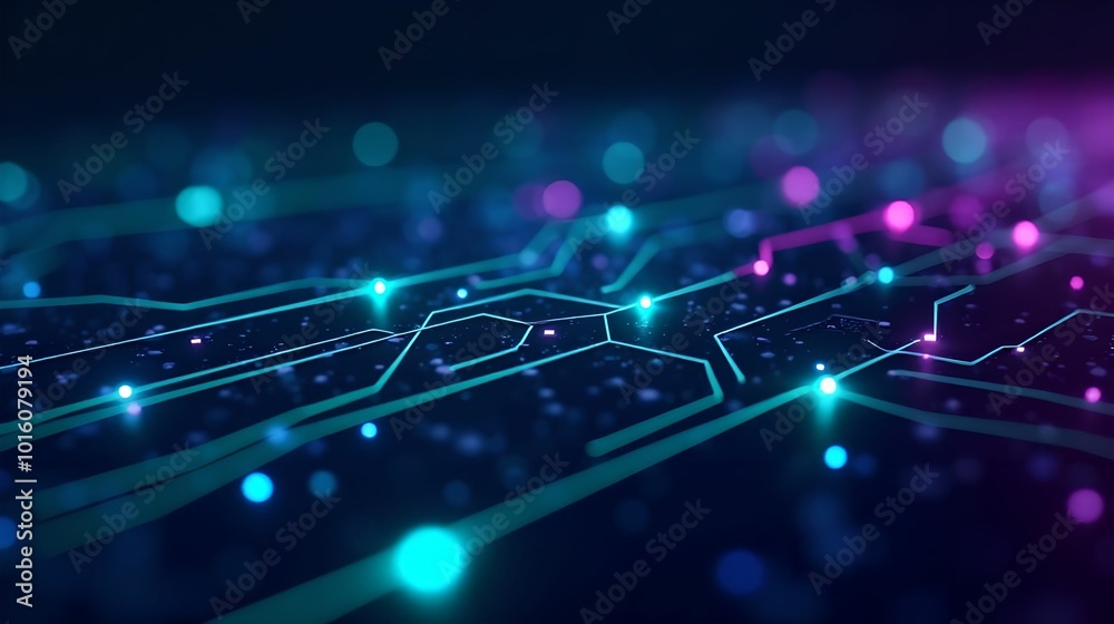 Visualization of neural networks with interconnected nodes and flowing ...