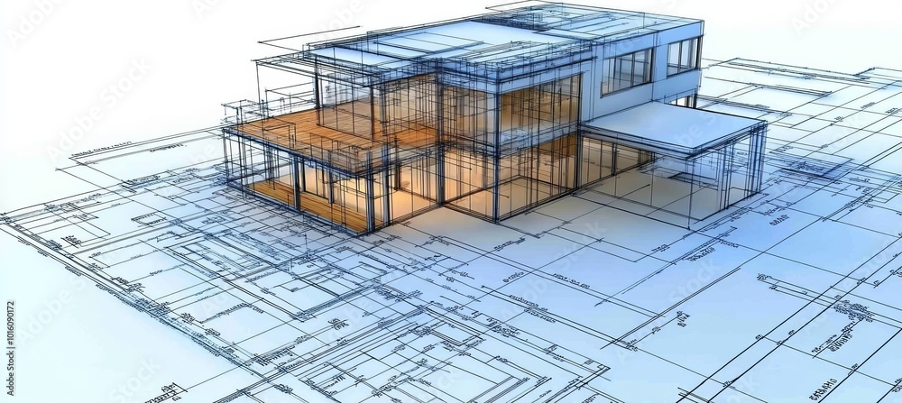 Modern Architectural Design Two-Story House Blueprint, Detailed Floor ...