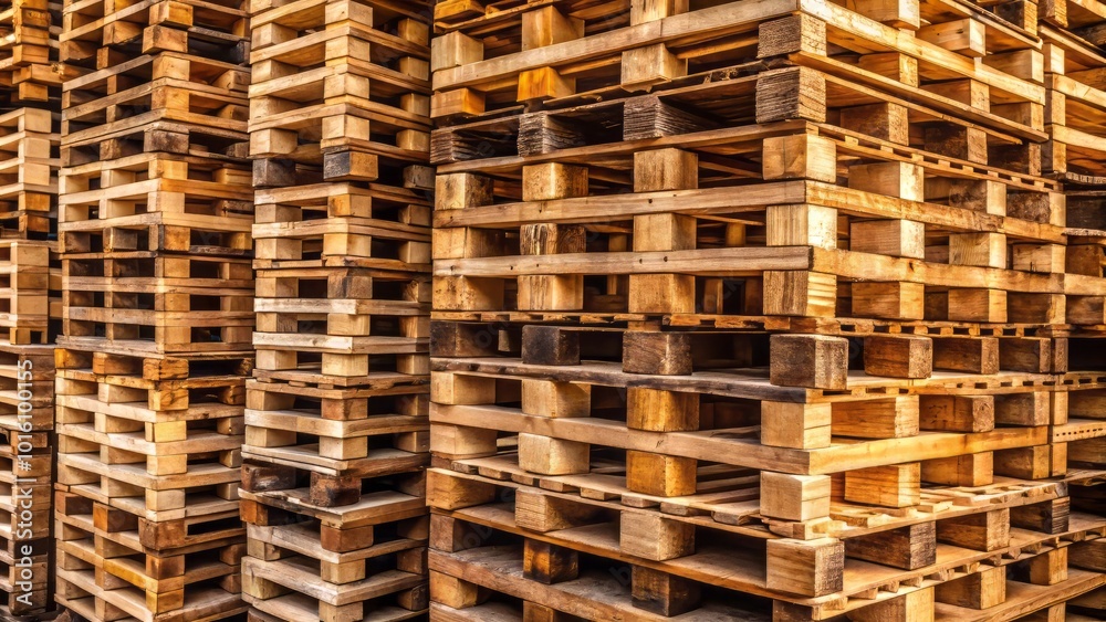 Colorful wooden pallets arranged in a striking geometric pattern, set ...