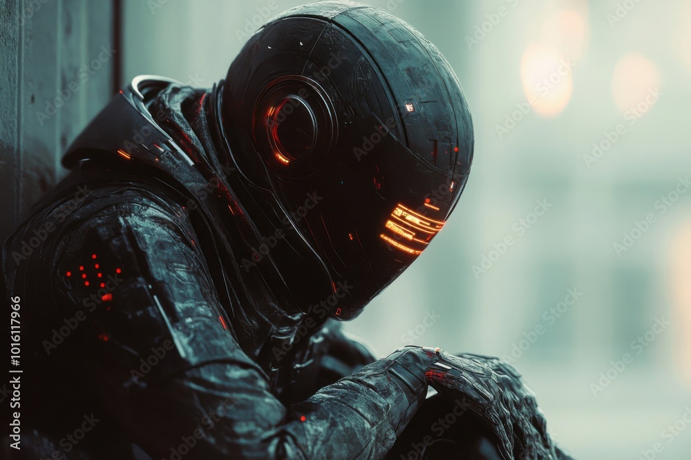Exploring Futuristic Emotions: A Robotic Figure in a Neon-Lit Urban ...
