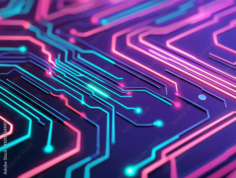 Glowing circuit paths represent plugins optimizing technology ...