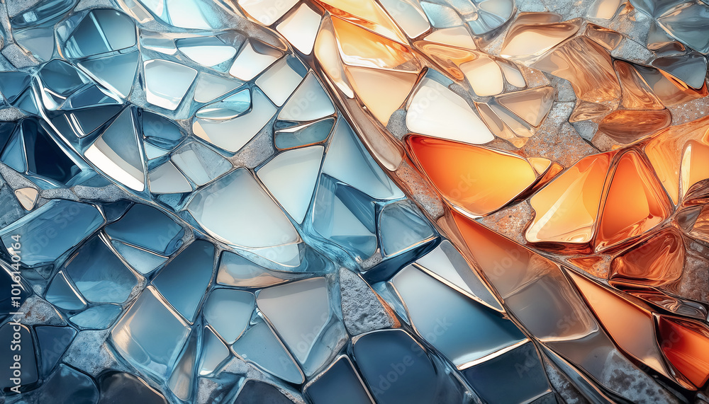 Jolie composition graphique faite d'éclats de verre colorés ...