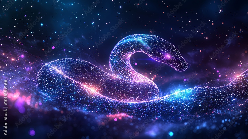 An abstract interpretation of a glowing snake digitally crafted ...