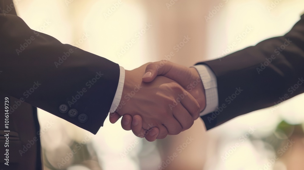 Two hands firmly shake, symbolizing agreement and partnership in a ...