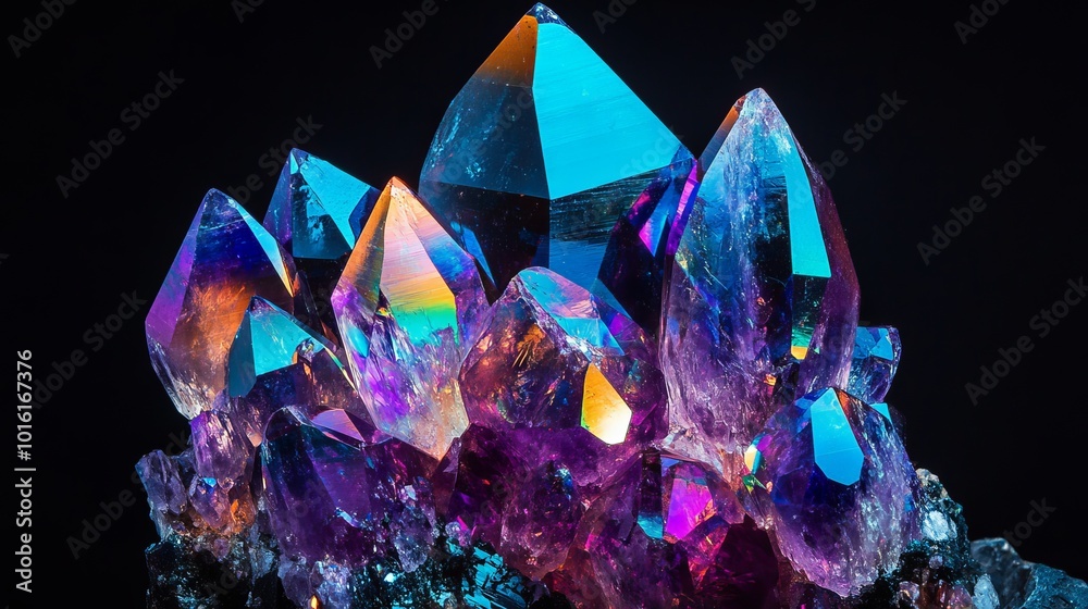 Captivating close-up of a Blue Amethyst Quartz cluster, enhanced with a ...