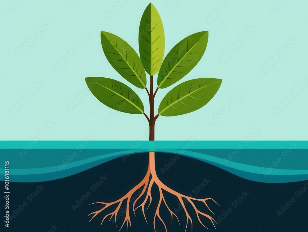 Mangrove forest as a buffer zone between land and sea, filtering ...