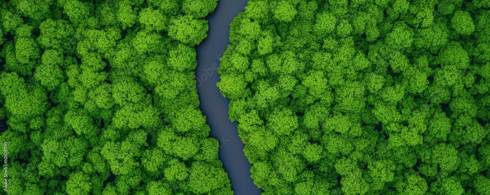 Mangrove forest at the mangrove fringe, marking the transition from ...