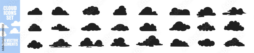 Set of clouds. Cloud icon. Cloud shapes design vector set. Design ...