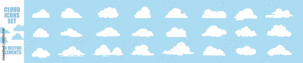Set of clouds. Cloud icon. Cloud shapes design vector set. Design ...