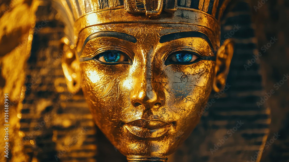 An iconic golden mask from ancient Egypt, full of cultural richness and ...