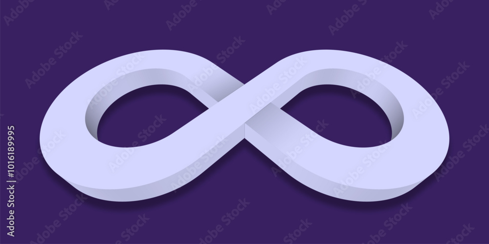 Velvet violet 3D Infinity Symbol on Dark violet Background. Endless ...