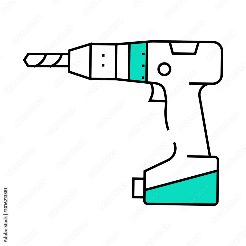 drill hole assembly furniture line icon vector. drill hole assembly ...