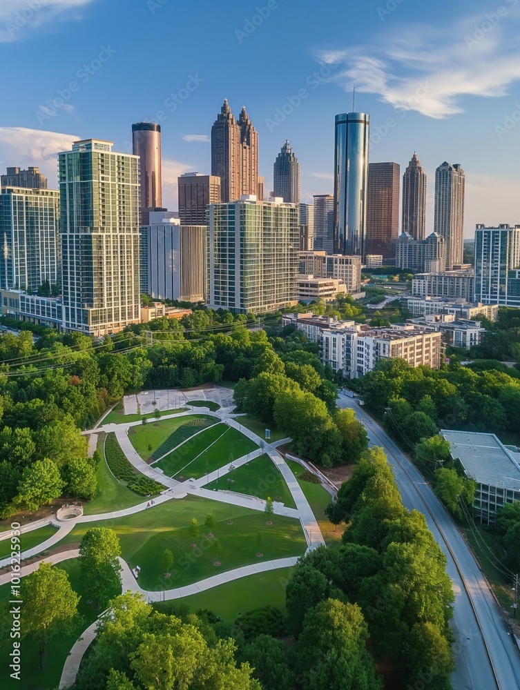 Atlanta cityscape with modern skyscrapers and Georgia State Capitol ...