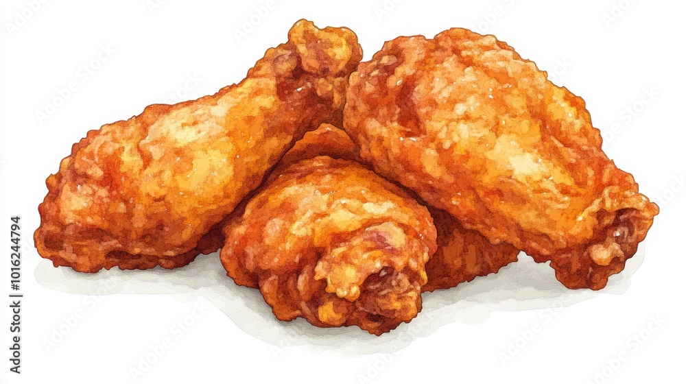 Realistic image of crispy fried chicken wings on a white background ...