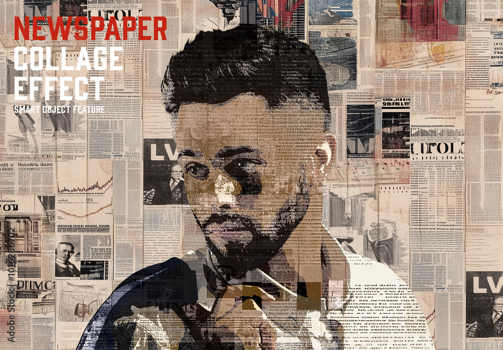 Newspaper Collage Effect with Generative AI Stock Template | Adobe Stock